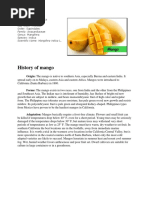 Mango: Origin, Varieties, and History | PDF | Mango | Plants