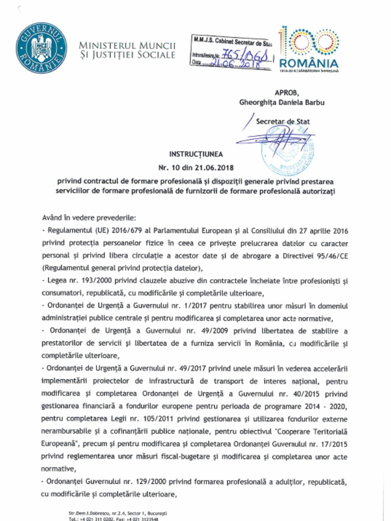 Instructiunea nr.10 Din 21.06.2018 PDF | PDF