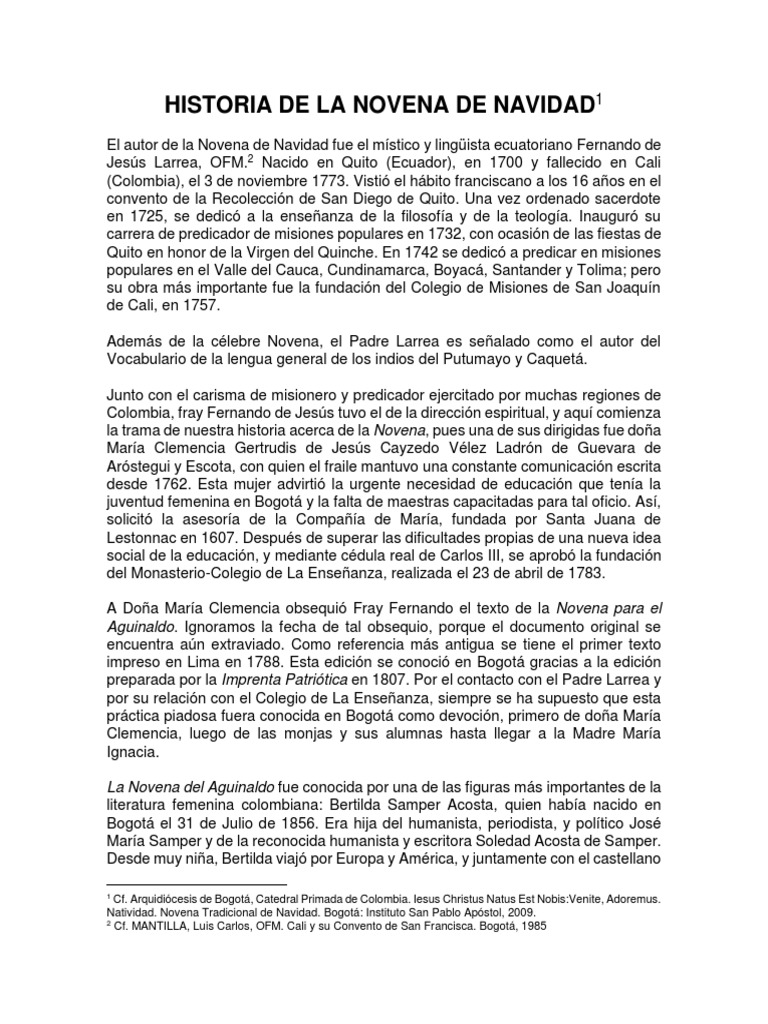 Historia De La Novena De Navidad Pdf Colombia María Madre De Jesús