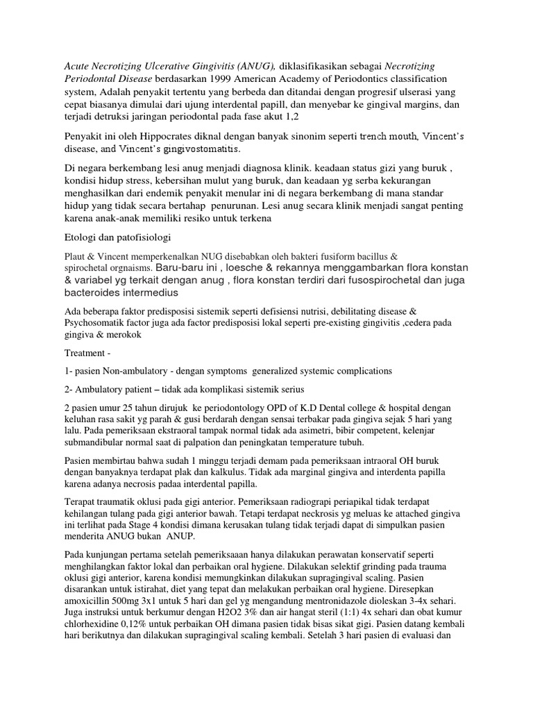 Acute Necrotizing Ulcerative Gingivitis | PDF | Sains & Matematika