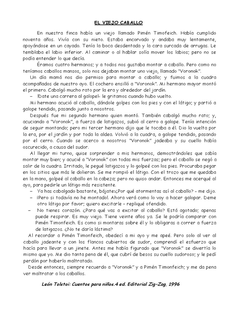 El Caballo | PDF | Comprensión lectora