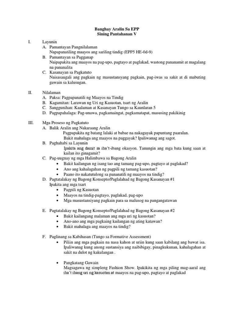 Banghay Aralin Sa EPP | PDF
