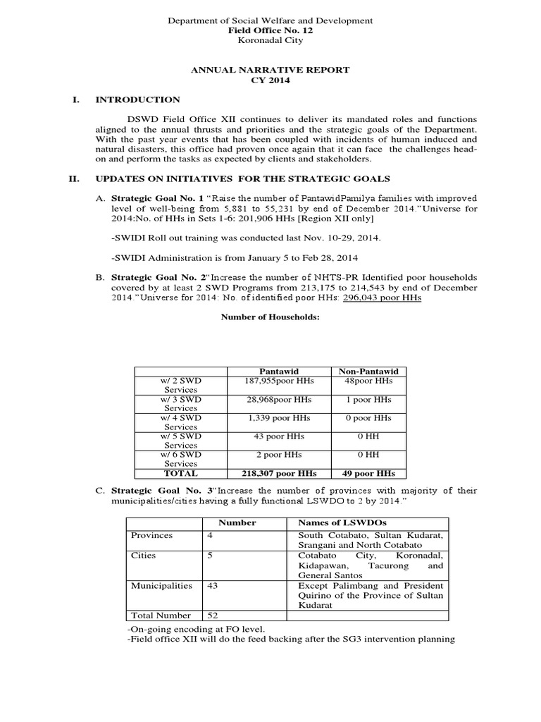 Annual Narrative Report CY 2014 PDF | PDF | Natural Disasters | United ...