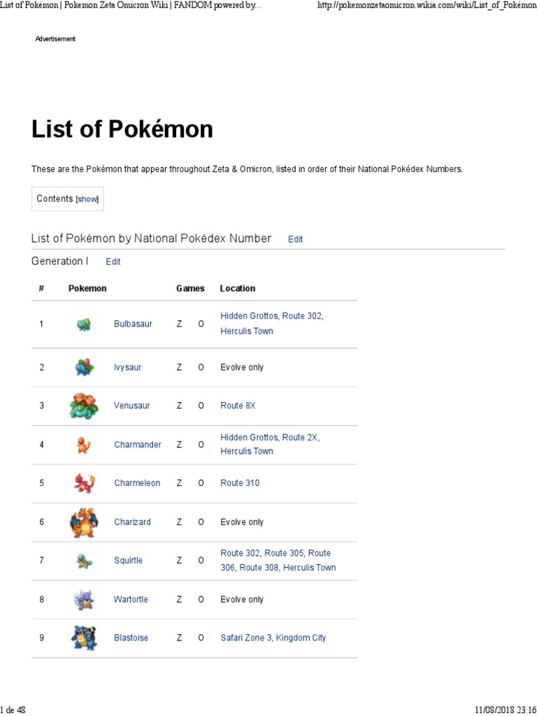 List of Pokémon by National Pokédex Number | PDF | Media Franchises ...