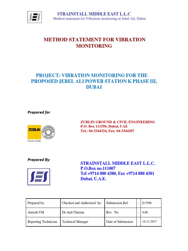 Vibration Monitoring Method for Jebel Ali | PDF | Accelerometer | Computing