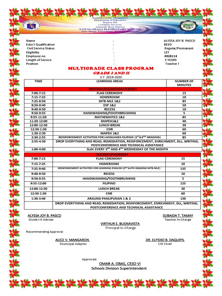 Alyssa Class Program 2019-2020 | PDF | Learning