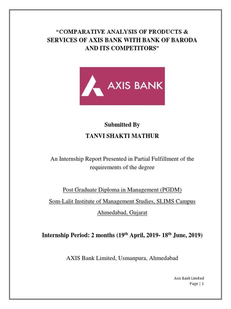 Axis Bank - Internship Report | PDF | Banks | Banking