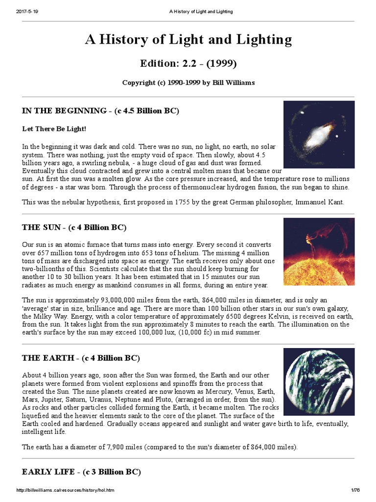 Stage Lighting Design A History of Light and Lighting | PDF ...