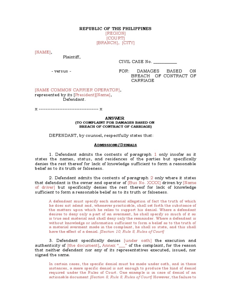 [Region] [Court] [Branch], [City] [NAME]: Republic Of The Philippines ...
