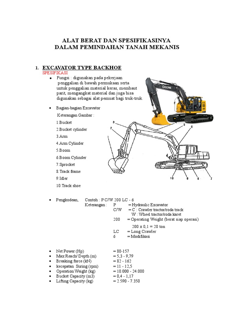 Alat Berat Dan Spesifikasinya Dalam Pemindahan Tanah Mekanis | PDF