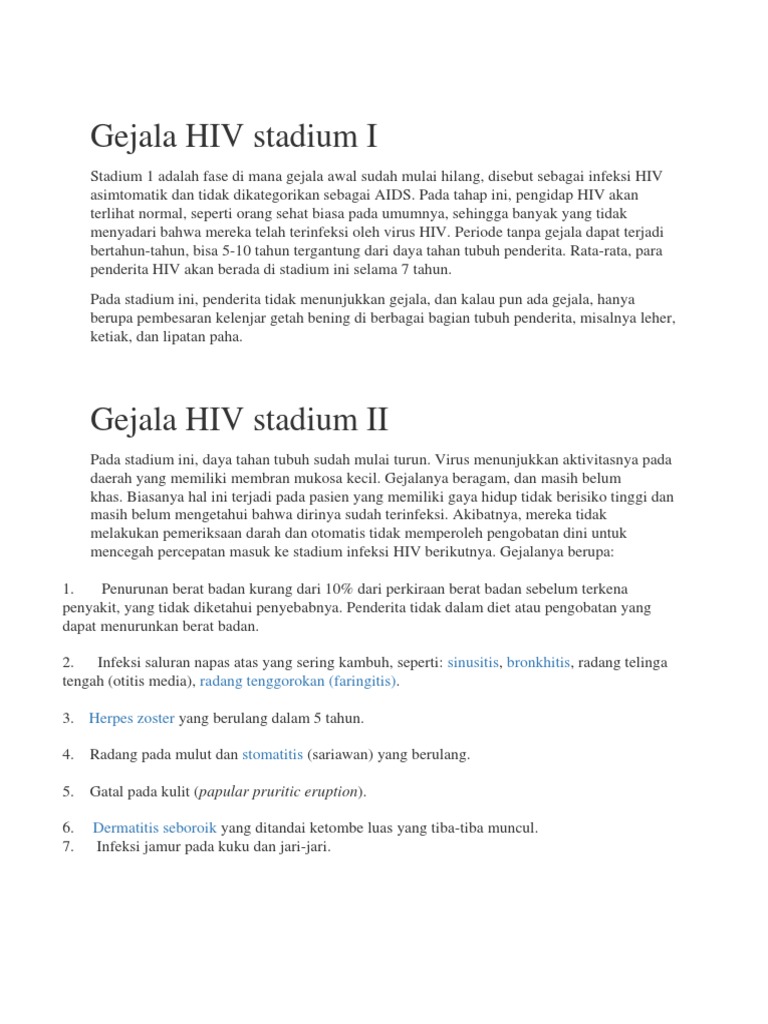 Gejala HIV Stadium I | PDF