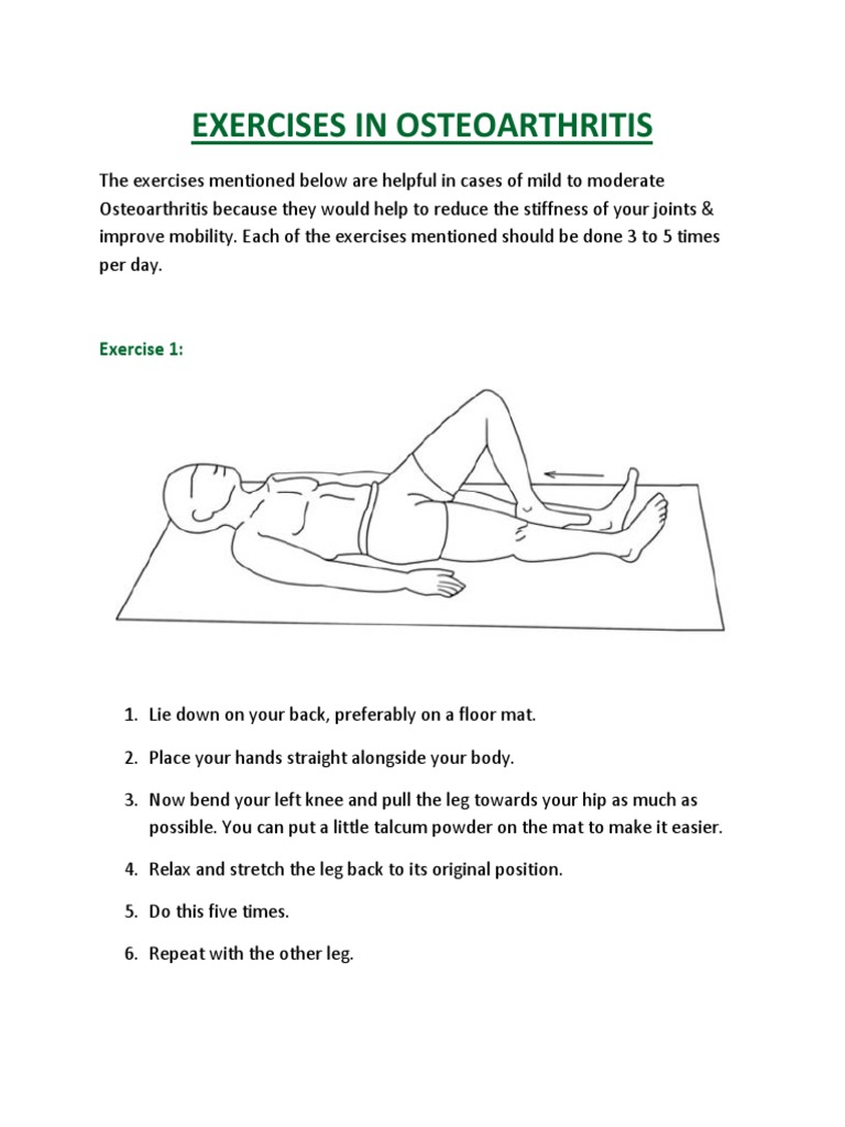 Exercises in Osteoarthritis: Exercise 1 | PDF