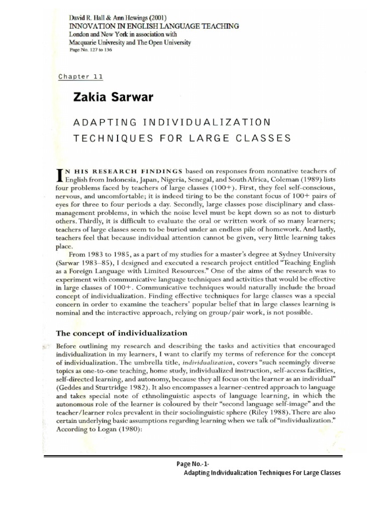 Individualization in Large Classrooms | PDF