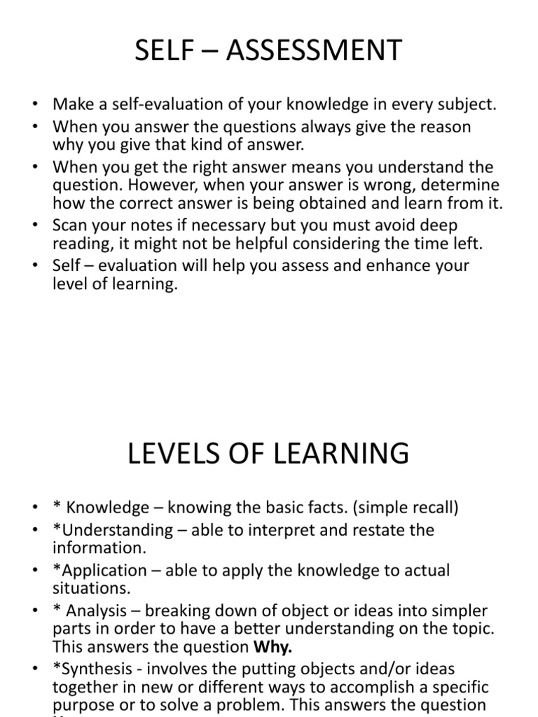 Self Assestment | PDF | Career & Growth