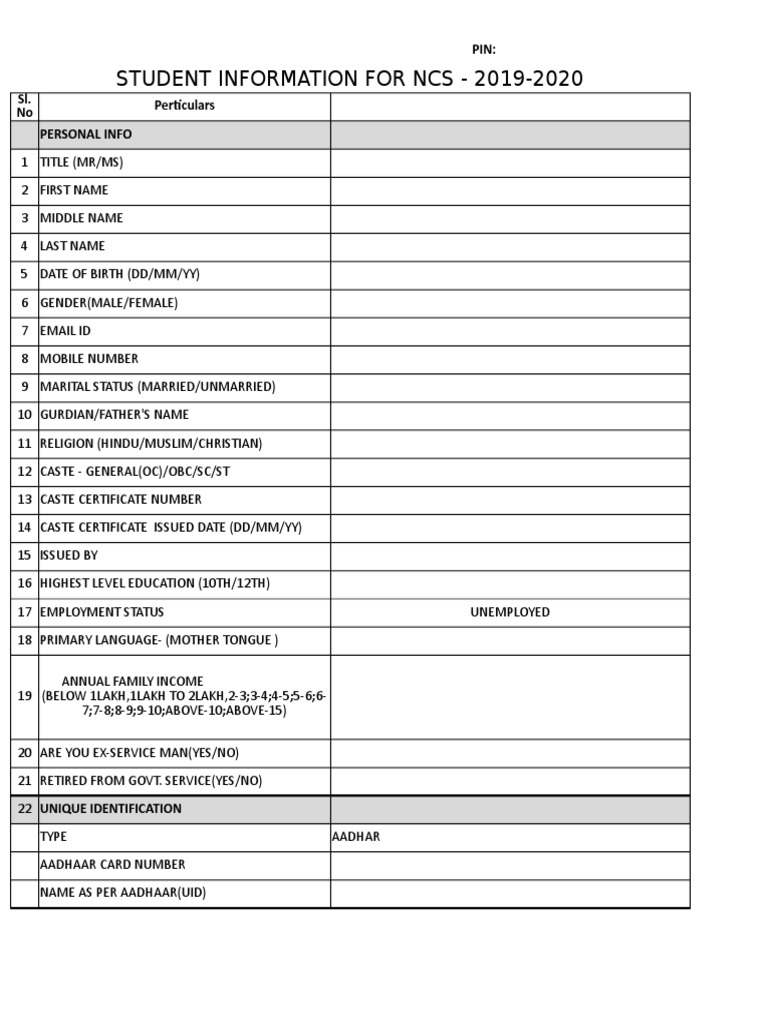 Student Data - Ncs | PDF