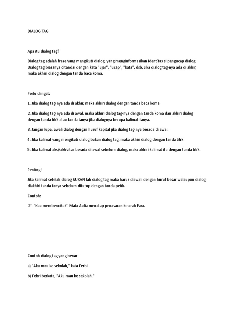 Dialog Tag Materi | PDF