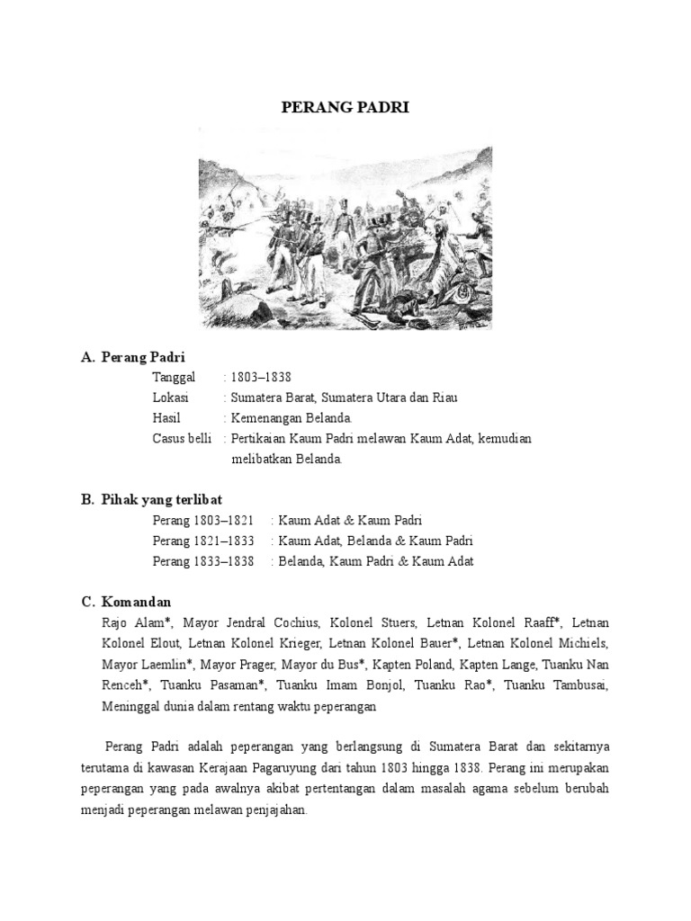 PERANG PADRI Belanda Kaum Padri and Kaum | PDF | Politik | Sejarah