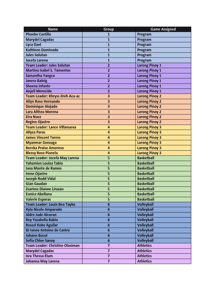 Intrams Schedule | PDF | Ball Games | Athletic Sports