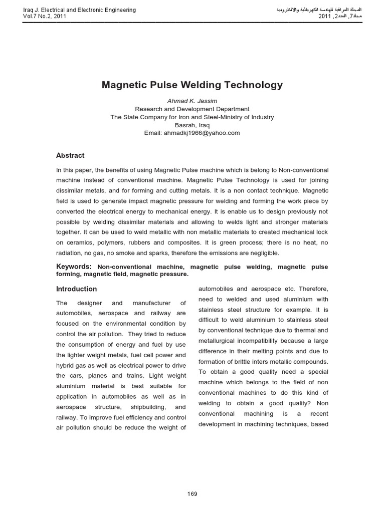 Magnetic Pulse Welding Technology | PDF | Welding | Construction