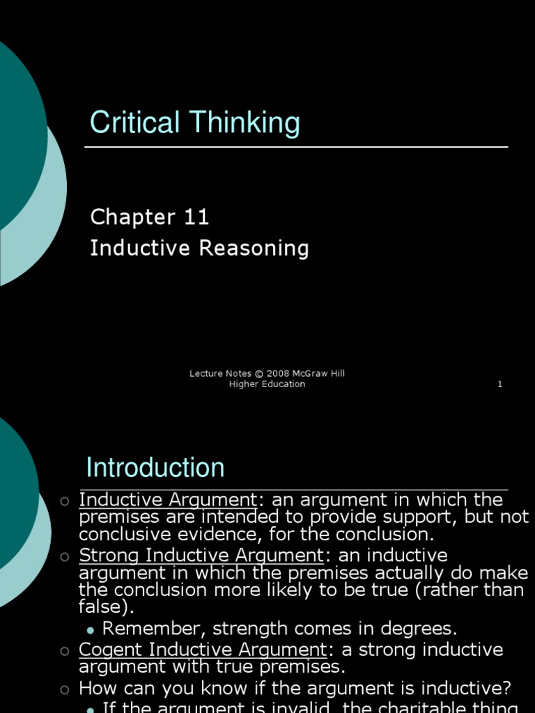 Critical Thinking: Inductive Reasoning | PDF | Argument | Inductive ...