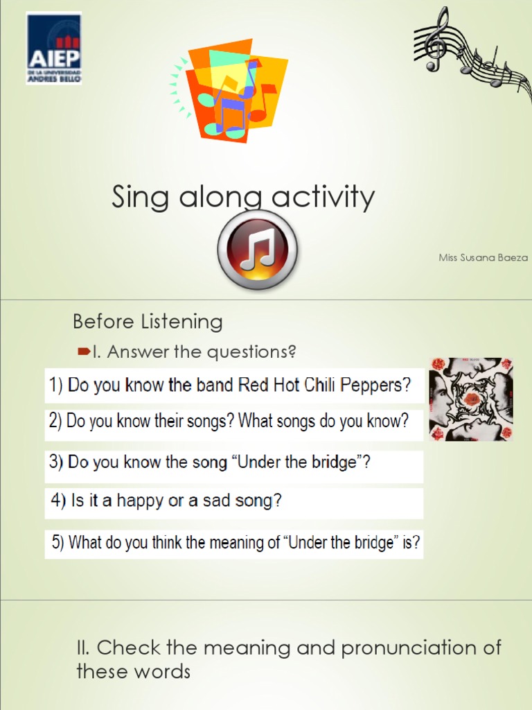 Sing Along Activity: Miss Susana Baeza | PDF | Language Arts & Discipline
