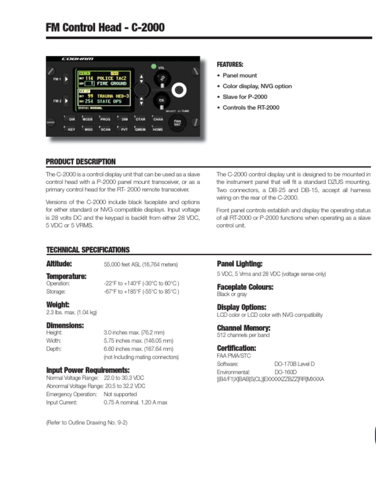 FM Control Head - C-2000 Panel Mount FM Transceiver - P-2000 | PDF ...