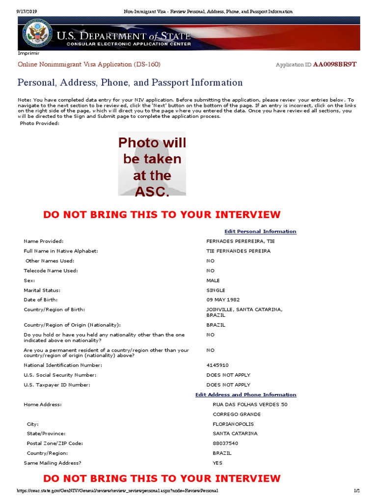 DS-160 Visa Application Review Guide | PDF | Passport | Travel Visa