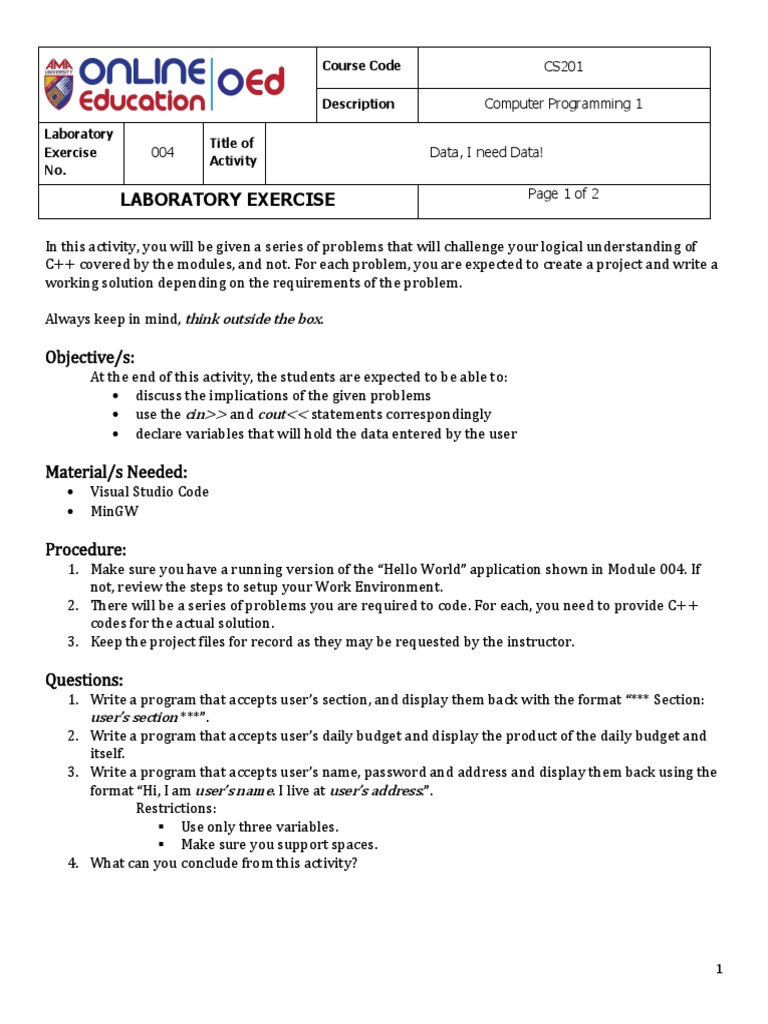 Week005 Lab4 Handlingprimitivedatatypes Edited Pdf Computer Program Programming