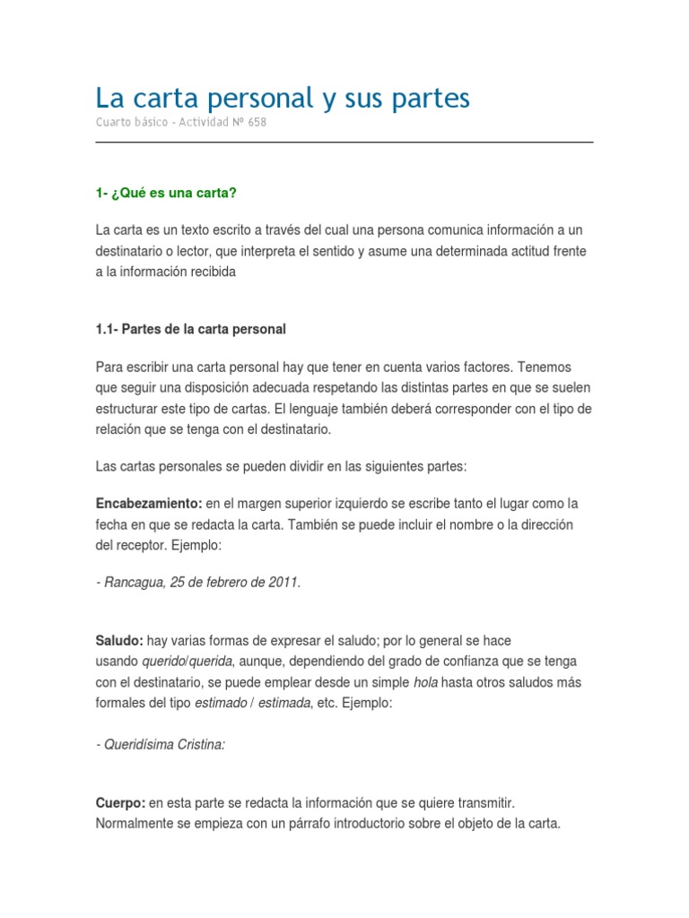La Carta Personal y Sus Partes | PDF | Sello de correos