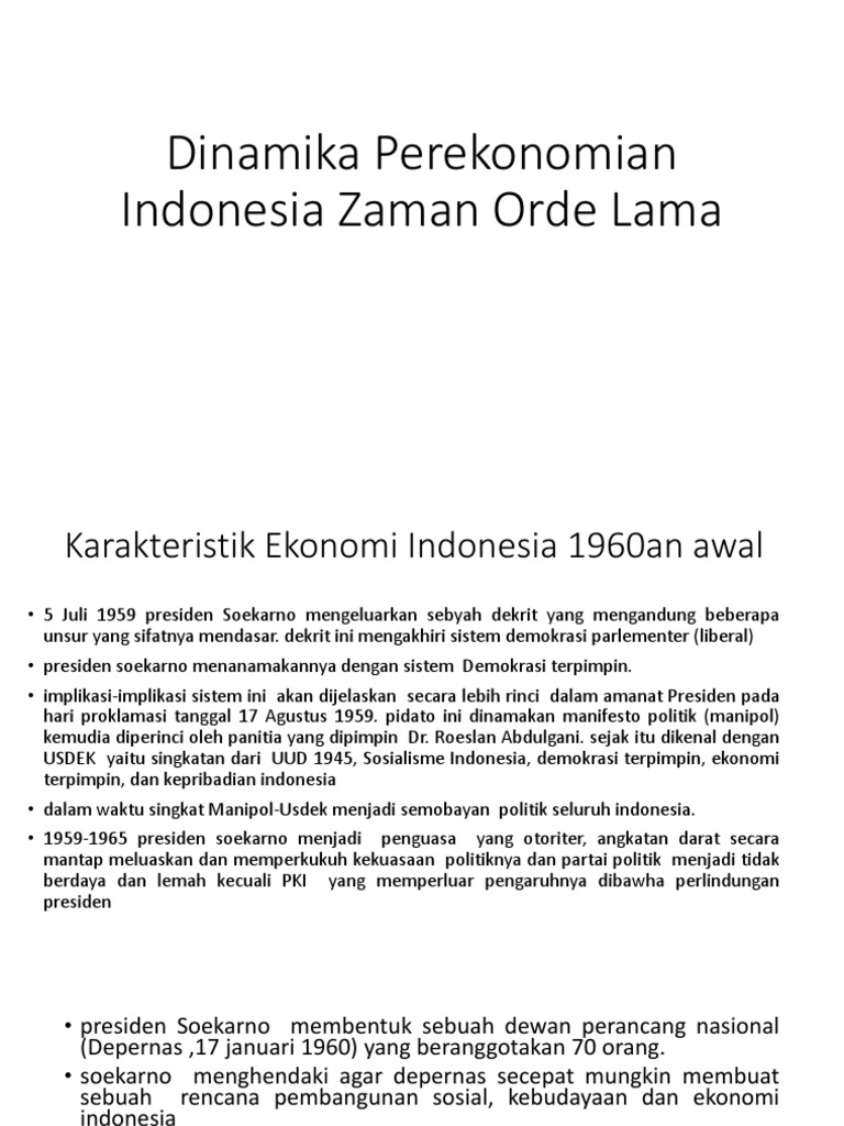 Dinamika Perekonomian Indonesia Zaman Orde Lama | PDF