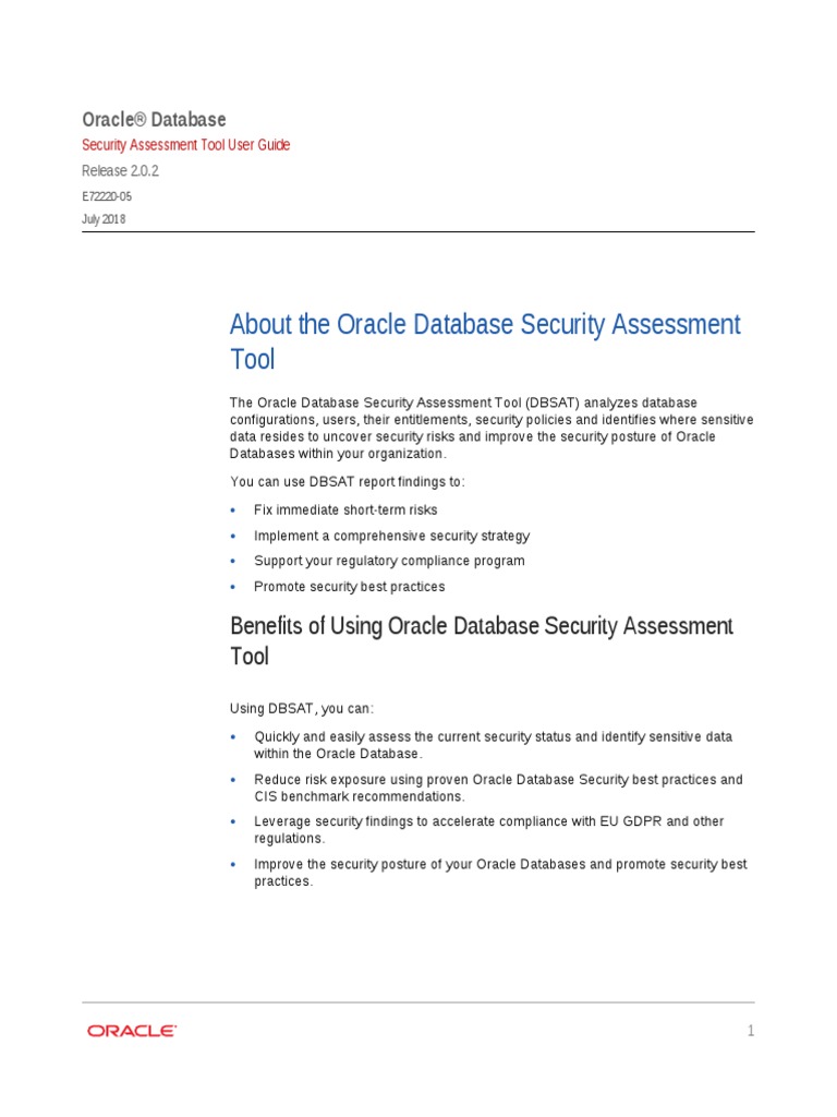 Benefits of Using Oracle Database Security Assessment Tool | PDF | Zip ...
