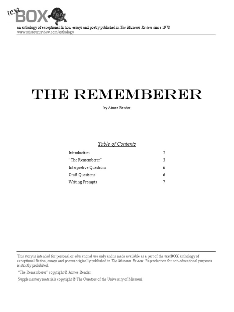 English 121 Aimee Bender The Rememberer PDF | PDF | Nature
