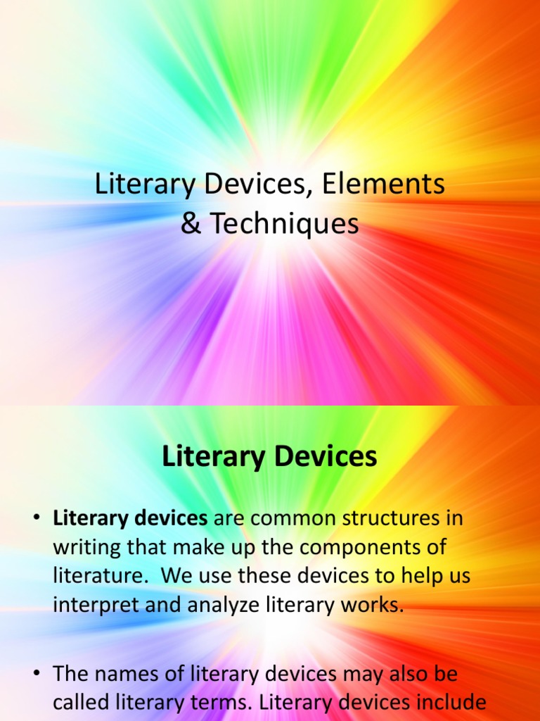 Literary Devices Elements Techniques | PDF | Plot (Narrative) | Narration