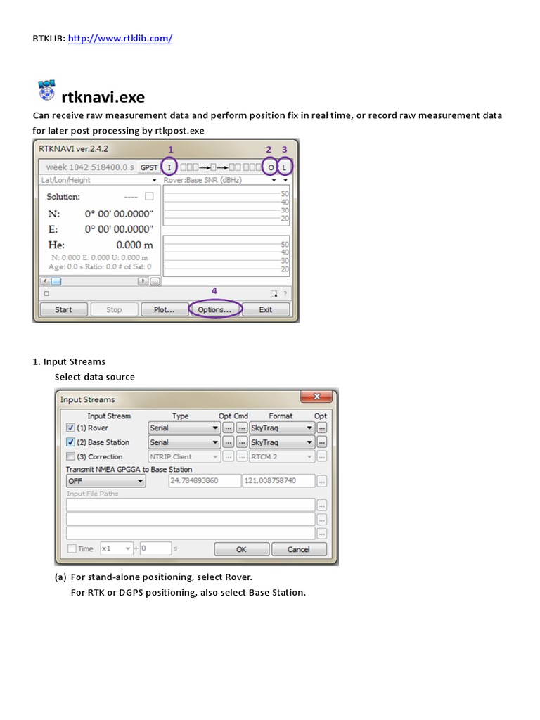 RTKLIB Quick Guide | PDF | Global Positioning System | Telecommunications