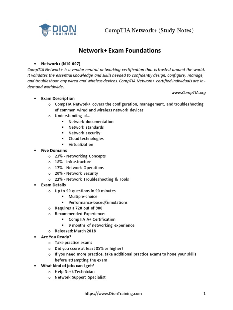 CompTIA Network Study Notes | PDF | Internet Protocol Suite | Port ...