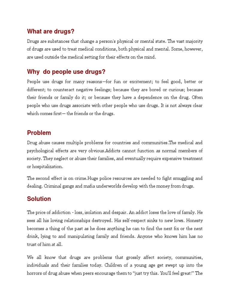 Drug and The Solutions | PDF | Substance Abuse | Substance Dependence