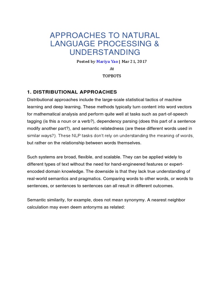 Approaches To Natural Language Processing | Download Free PDF ...