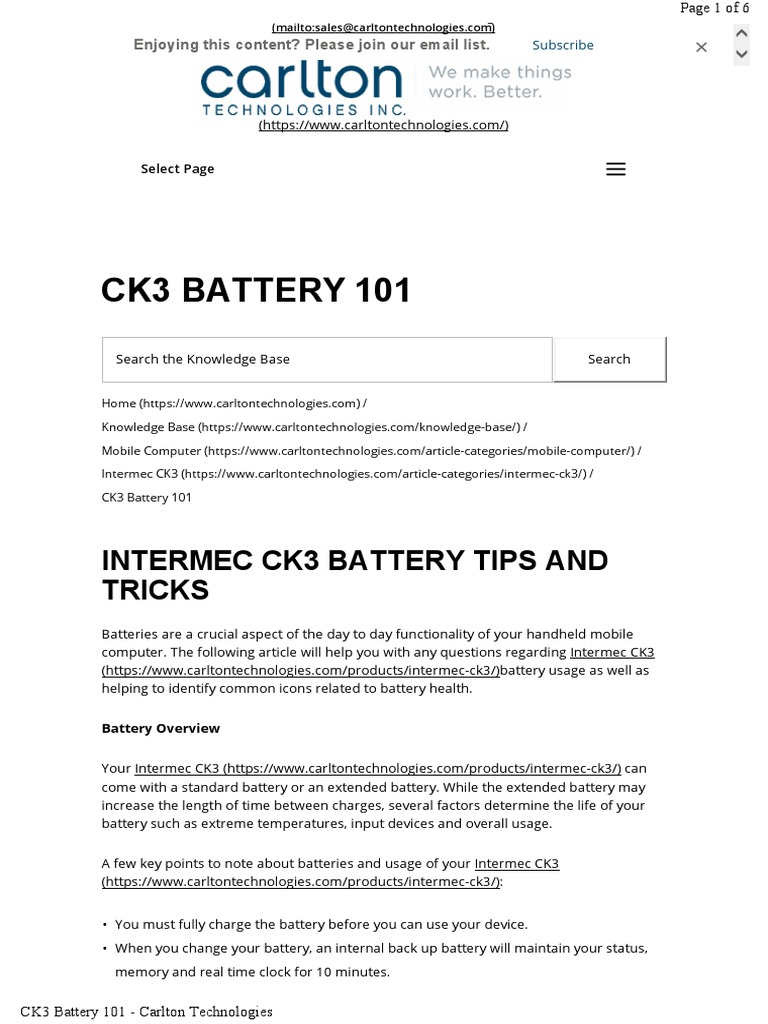 Intermec CK3 Battery Tips and Tricks | PDF | Battery Charger | Mobile ...