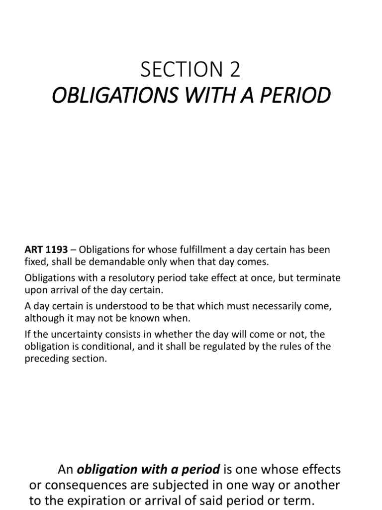Obligations with a Period: Understanding Suspensive, Resolutory, and ...
