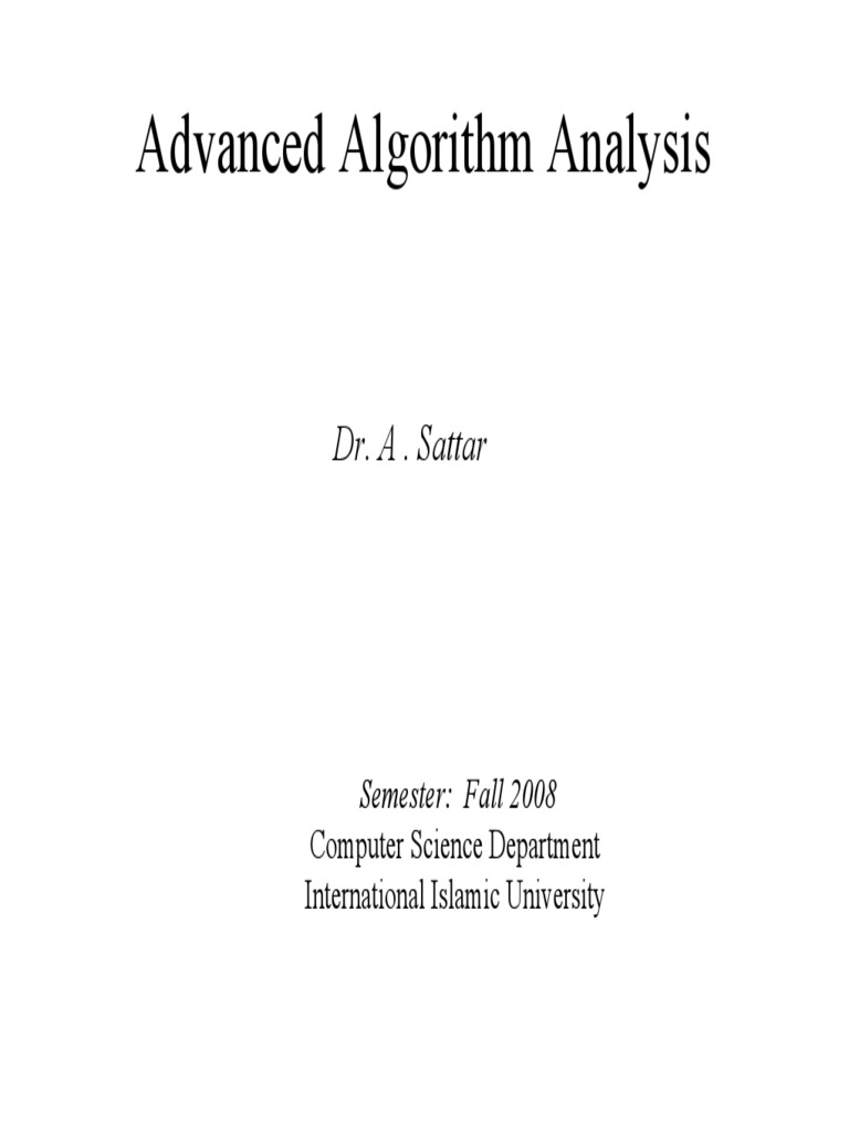 Advanced Algorithm Analysis Techniques Pdf Time Complexity Algorithms