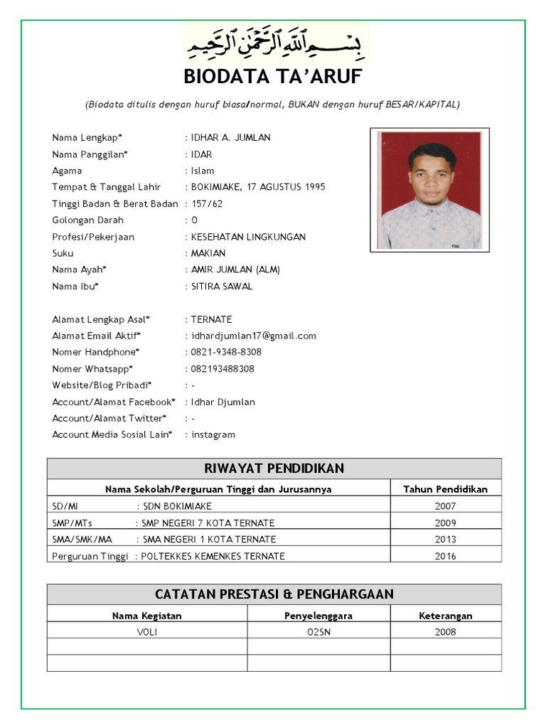 Biodata Taaruf | PDF