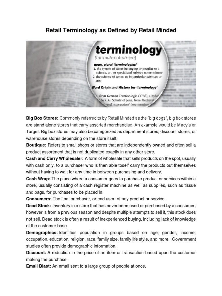 Retail Terminology As Defined by Retail Minded | PDF | Merchandising ...