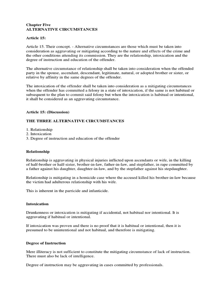 Chapter Five Alternative Circumstances Article 15 | Download Free PDF ...