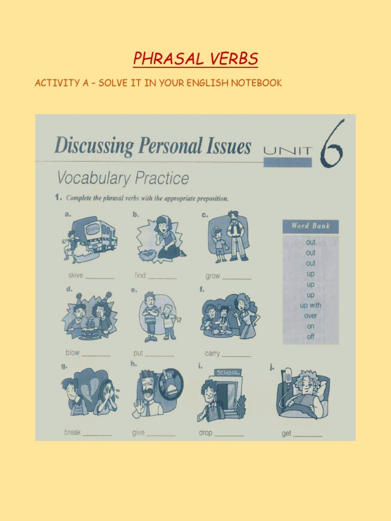 Phrasal Verbs: Activity A - Solve It in Your English Notebook | PDF