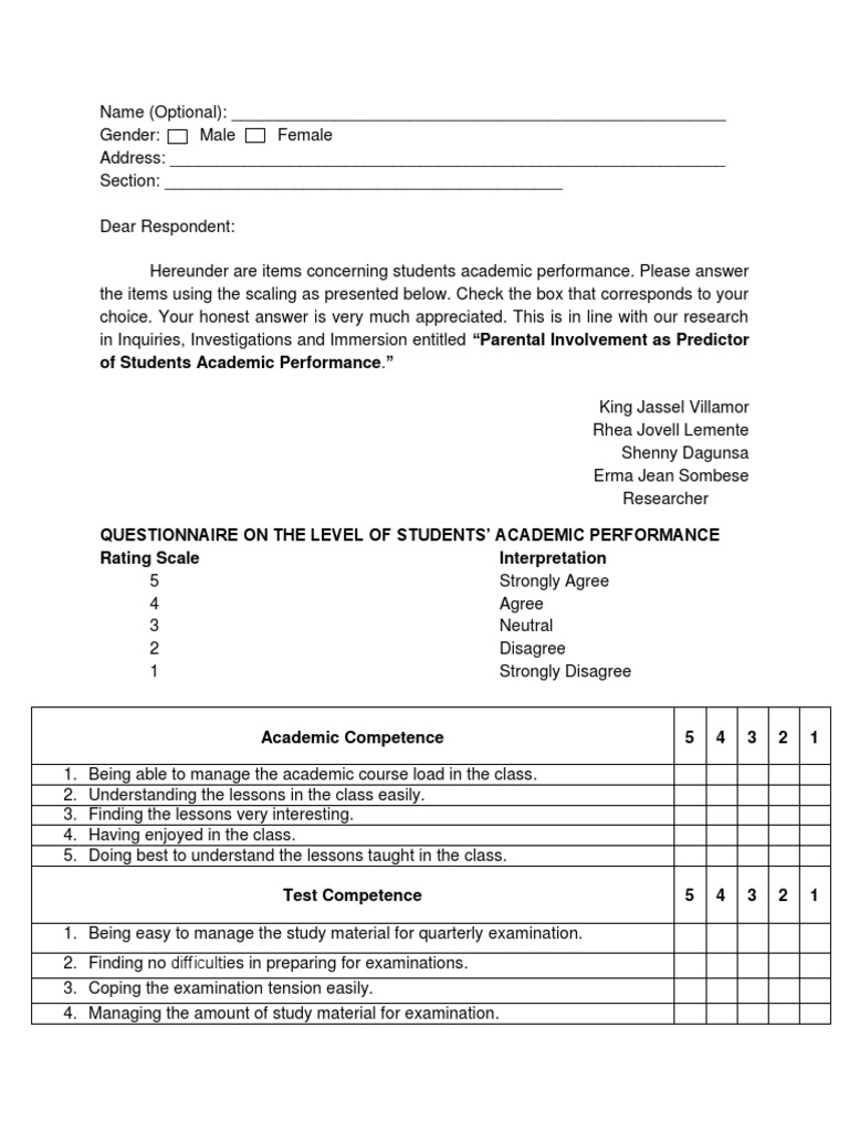 Parental Involvement As Predictor of Students Academic Performance ...
