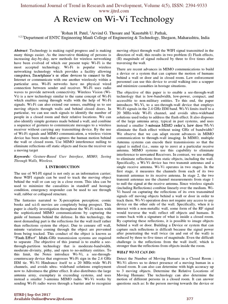 A Review On Wi-Vi Technology | PDF | Wi Fi | Mimo