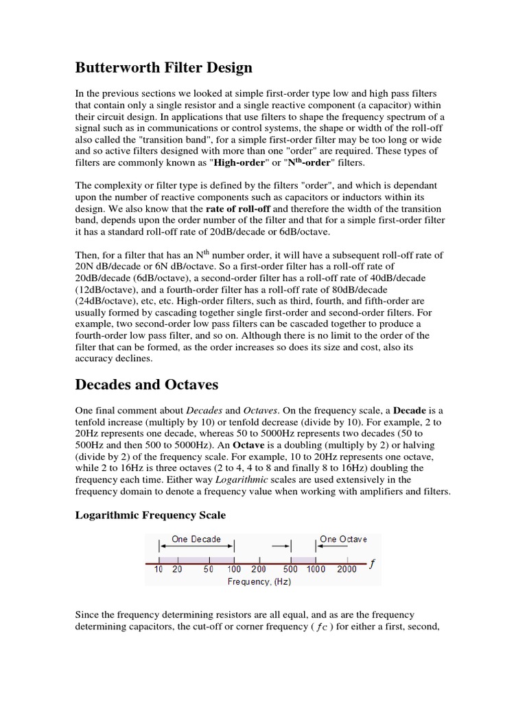 Butterworth Filter Design: - Order" Filters | PDF | Electronic Filter ...