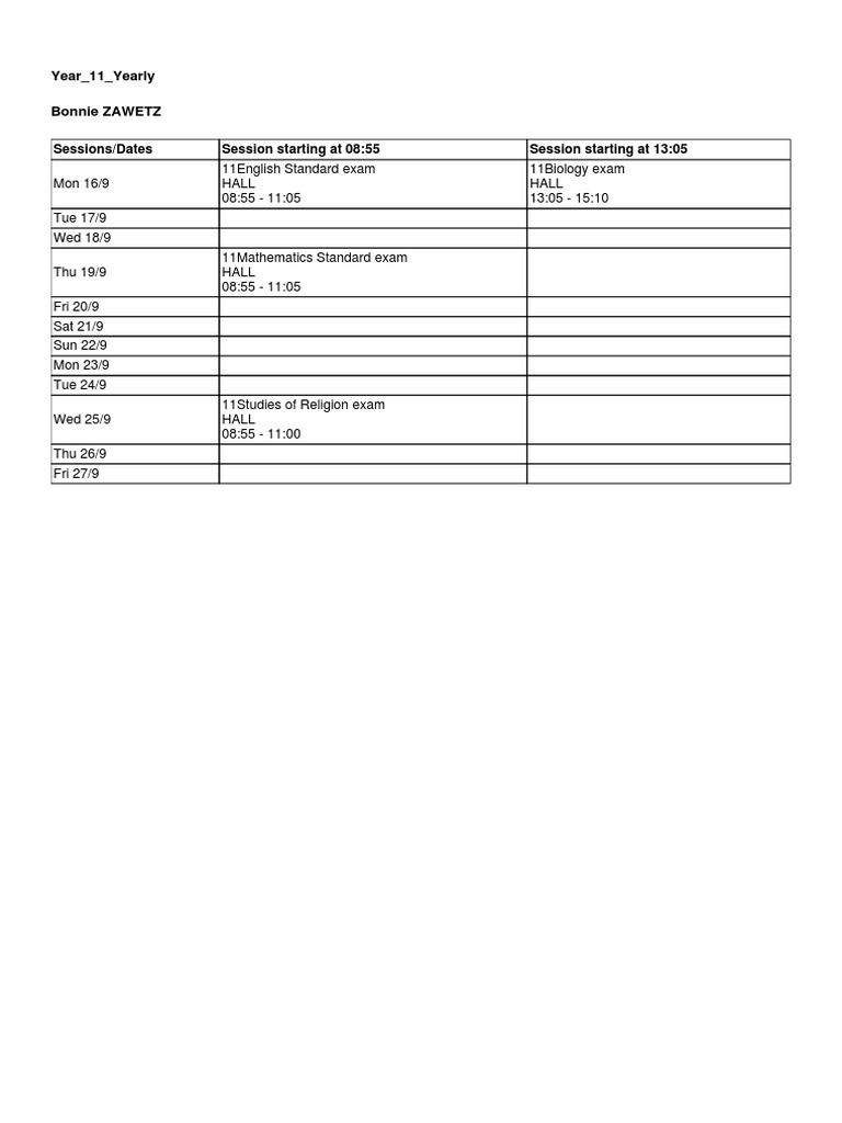 Timetable PDF | PDF