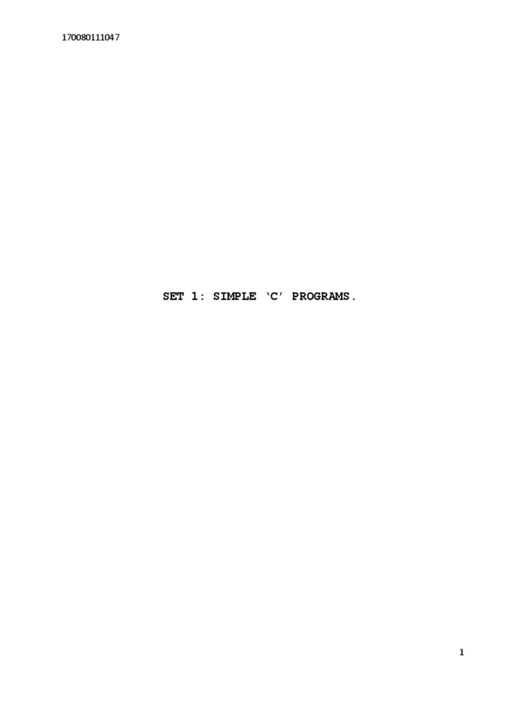 Set 1: Simple C' Programs | PDF | Fahrenheit | Celsius