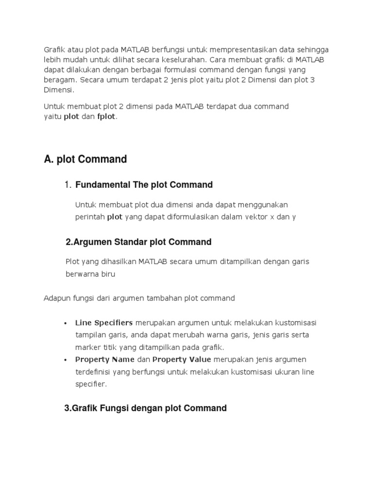 Grafik Atau Plot Pada MATLAB Berfungsi Untuk Mempresentasikan Data Sehingga Lebih Mudah Untuk ...